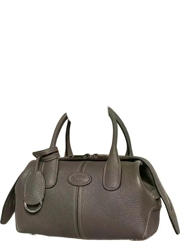 TOD'S Logo-patch Pebbled Tote Bag - Grey