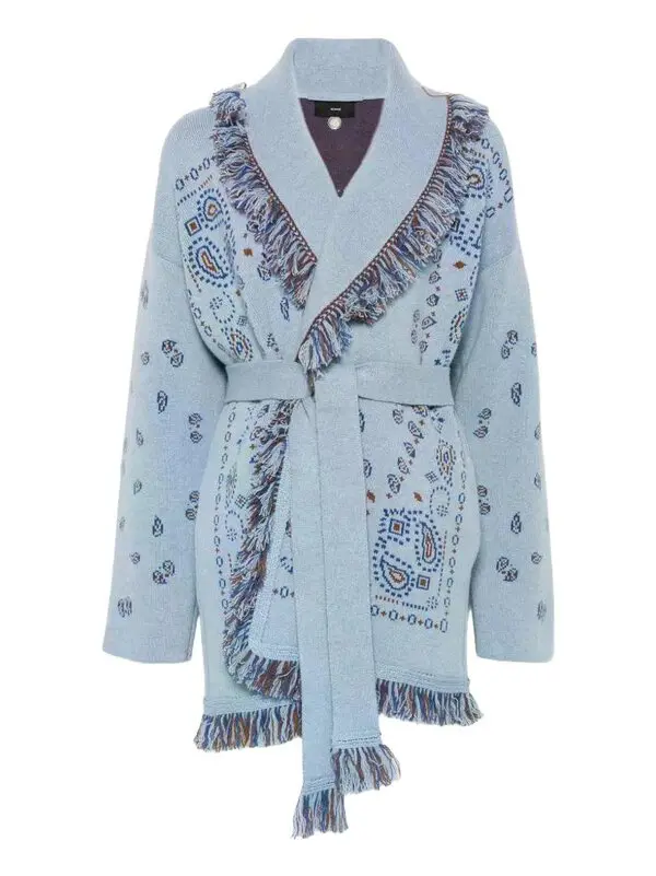Alanui Bandana-jacquard Knitted Coat - Blue