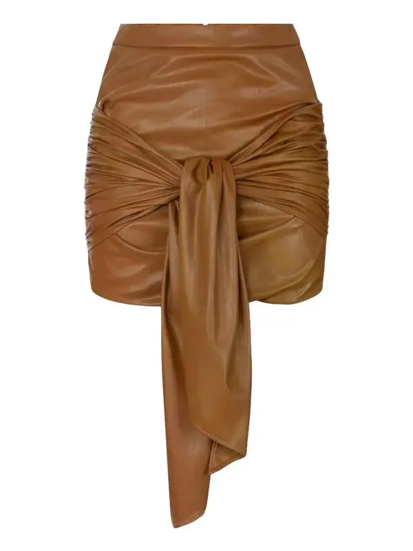 Elisabetta Franchi Ruched Knot Detail Mini Skirt - Brown