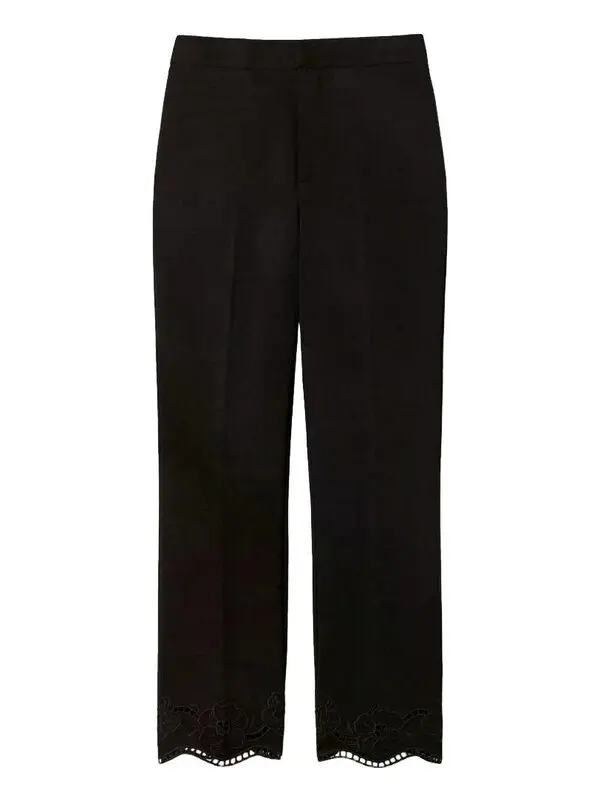 TWINSET Straight Trousers With Broderie Anglaise - Black