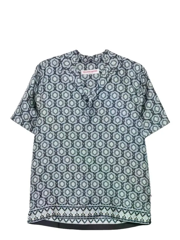 Orlebar Brown Geometric-print Camp-collar Shirt - Blue