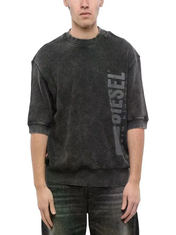 DIESEL® Logo-print Waffle-knit Sweatshirt - Grey