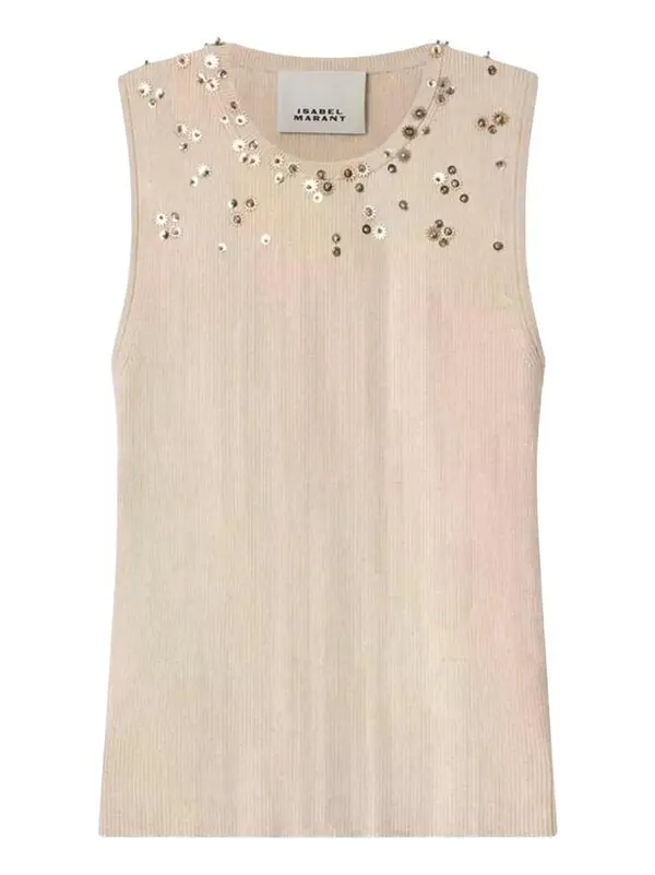 Isabel Marant Étoile Apolline Embellished Knit Top - Neutrals