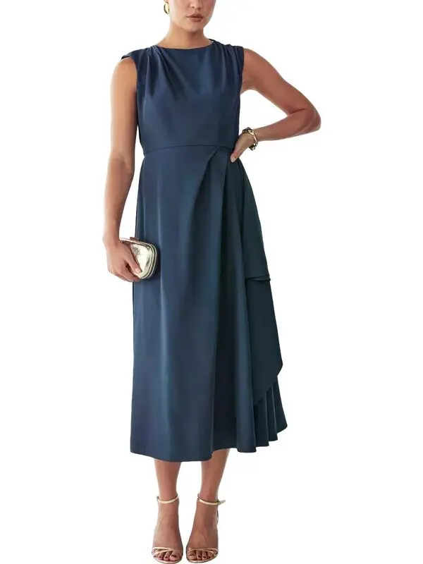 WILLA Giselle Sleeveless Midi Dress - Blue