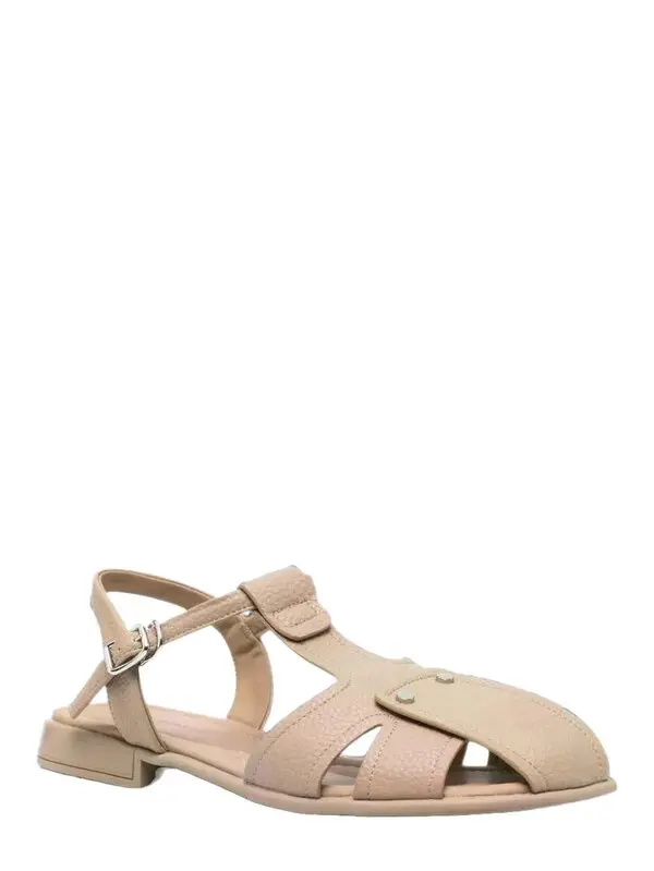 SERGIO MORETTI FIRENZE Pebbled Leather Sandals - Neutrals