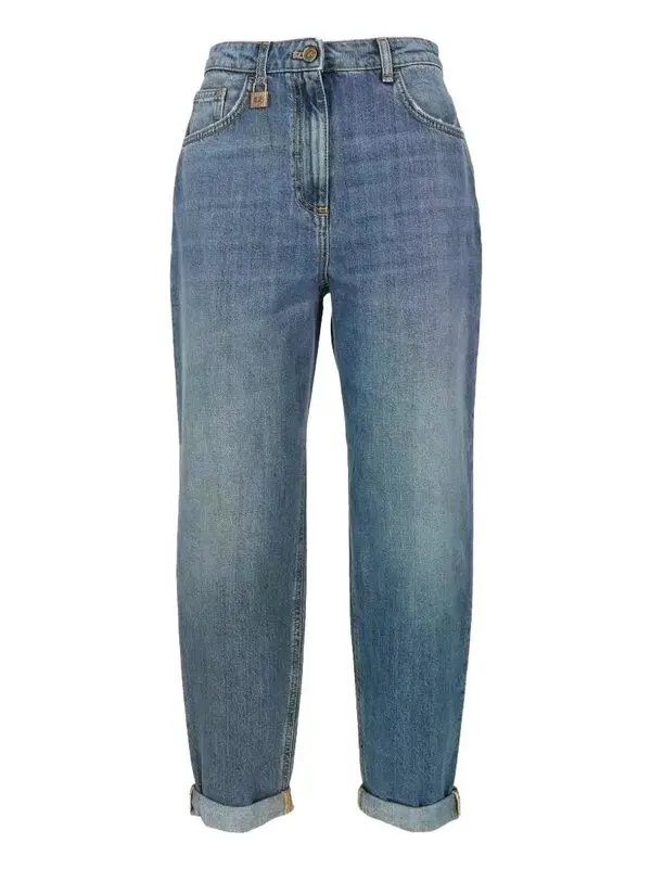 Elisabetta Franchi Logo-plaque Turn-up Jeans - Blue