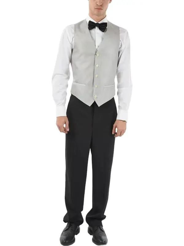 Corneliani Micro-pattern Martingale Waistcoat - Silver