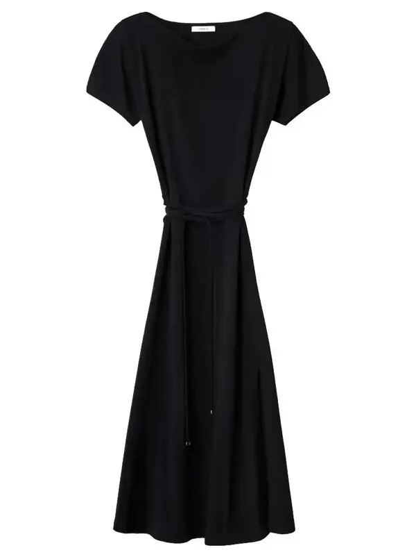 LEMAIRE Belted Dress In Heavy Cotton Jersey - Black