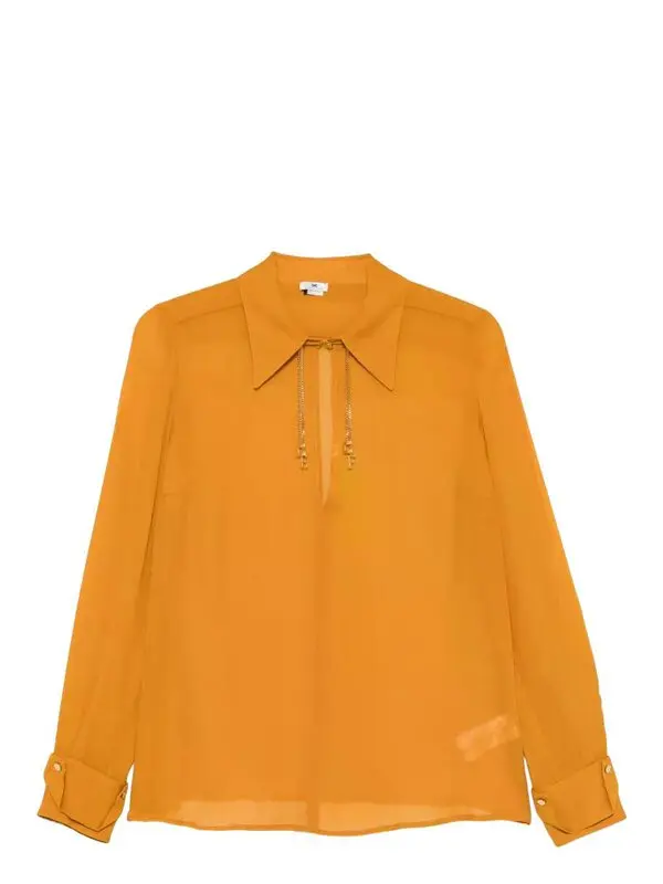 Elisabetta Franchi Charm-embellished Cut-out Blouse - Orange