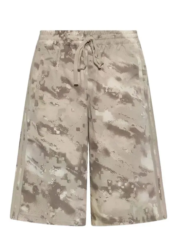 Adidas Abstract-print Logo-embroidered Shorts - Neutrals