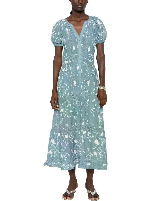 Alice + Olivia Lace-trim Floral-print Maxi Dress - Blue