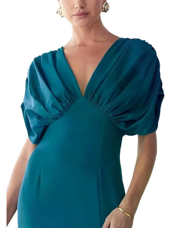 BWLDR Laila Gathered-bodice Maxi Dress - Blue