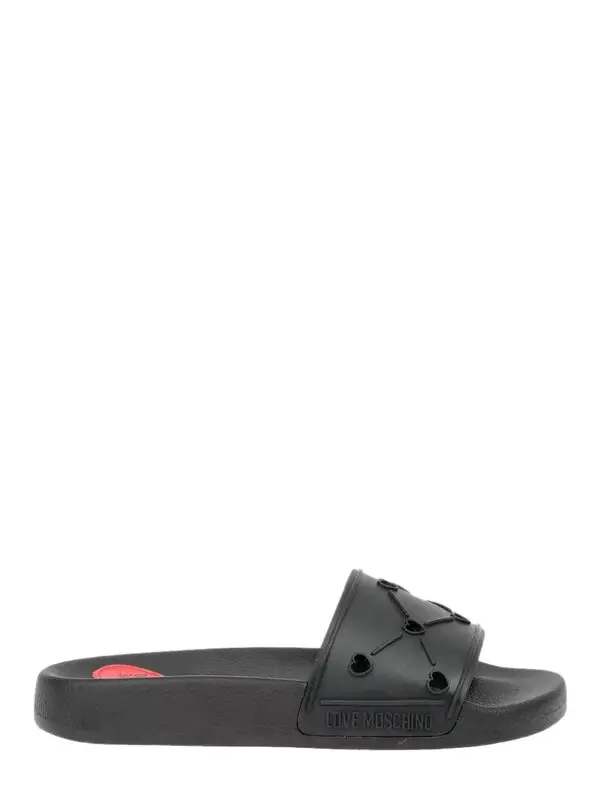 Moschino Heart-motif Slides - Black