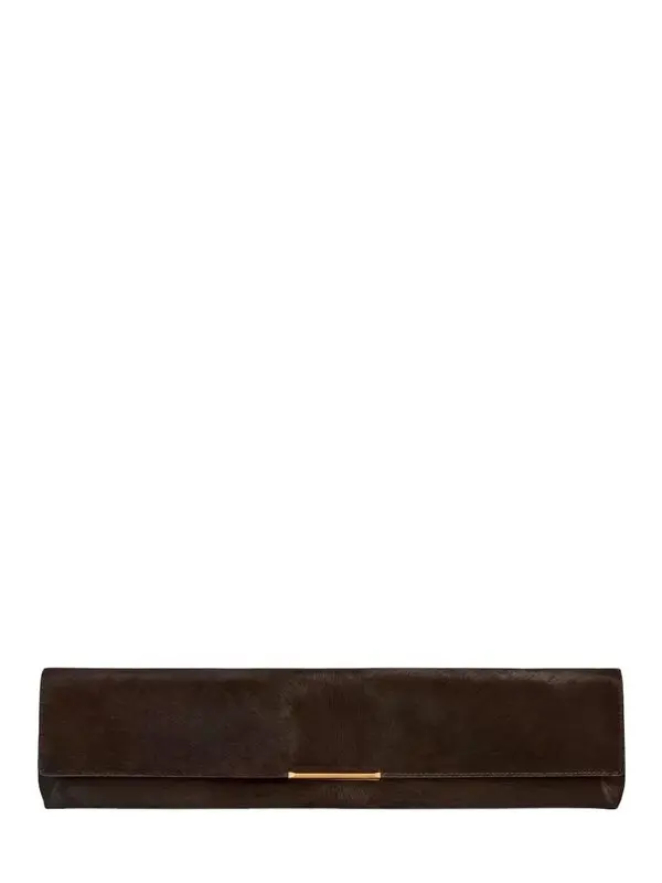 Balmain Long Clutch Bag In Pony-effect Leather - Brown