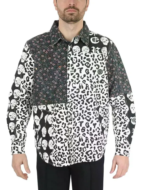VYNER ARTICLES Patchwork Denim Jacket - Black