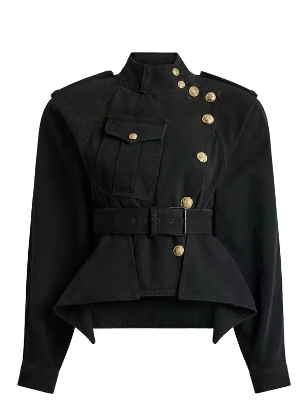 Balmain Denim Peplum Jacket - Black