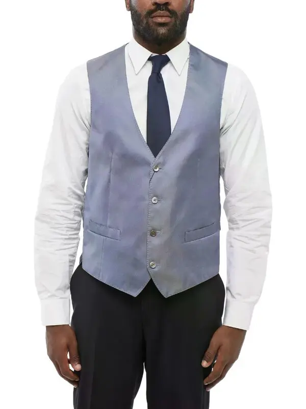 Corneliani Button-down Silk Waistcoat - Blue