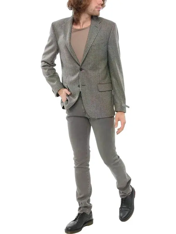 Corneliani Checked Single-breasted Wool Blazer - Neutrals