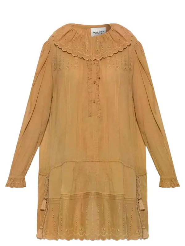 MARANT ETOILE Lenora Broderie-anglaise Ruffled Mini Dress - Brown