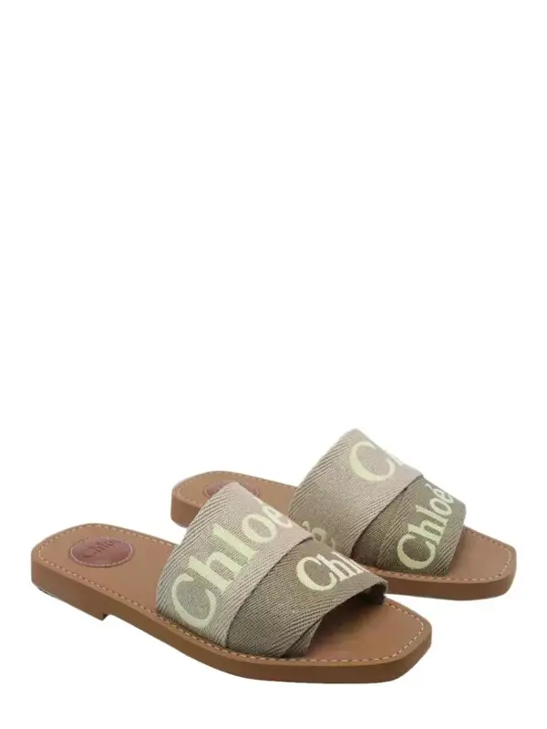 Chloé Woody Square-toe Flat Sandals - Neutrals