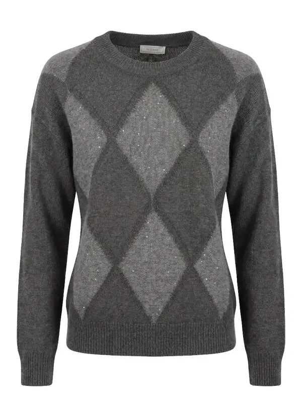 Peserico Argyle Sequin-embellished Sweater - Grey