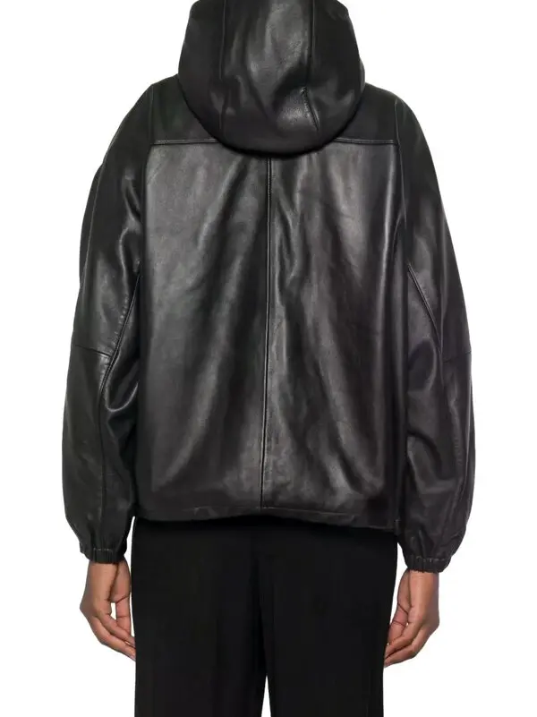 RÓHE Hooded Leather Jacket - Black
