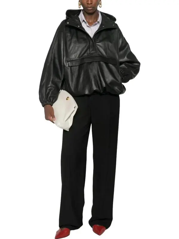 RÓHE Hooded Leather Jacket - Black