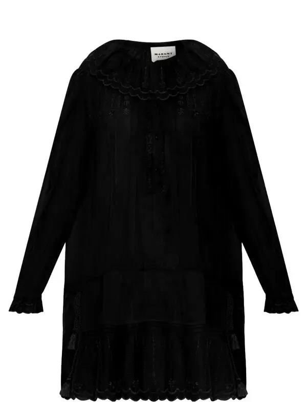 MARANT ETOILE Lenora Embroidered Cotton Mini Dress - Black