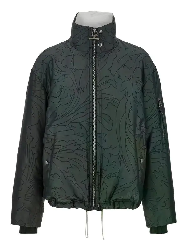 FERRAGAMO Floral-print Bomber Jacket - Blue