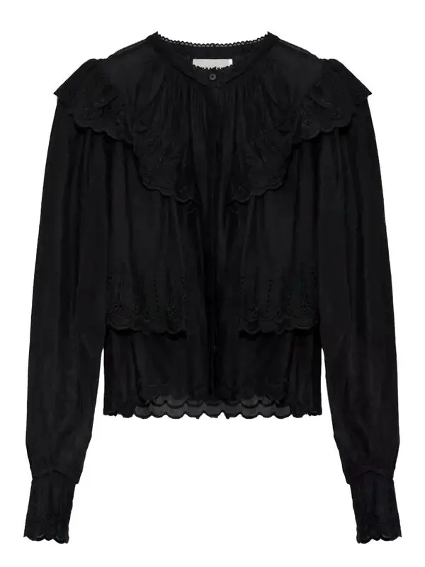MARANT ETOILE Ruffled Broderie-anglaise Shirt - Black