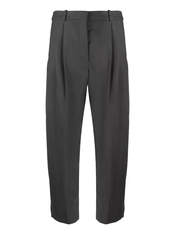 Stella McCartney Cropped Pleated Wool Trousers - Grey