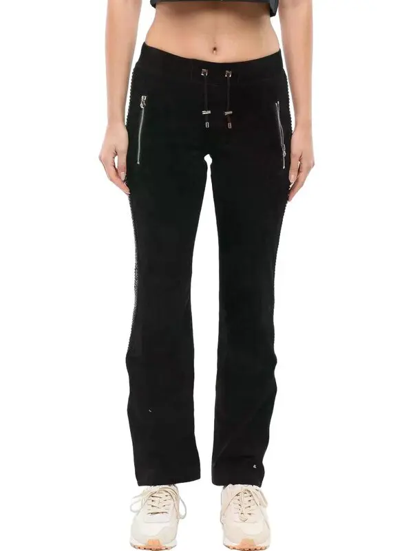 Philipp Plein Crystal-embellished Suede Trousers - Black