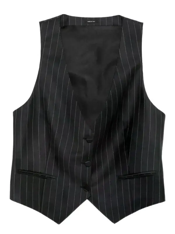 TOM FORD Pinstripe-pattern Waistcoat - Black