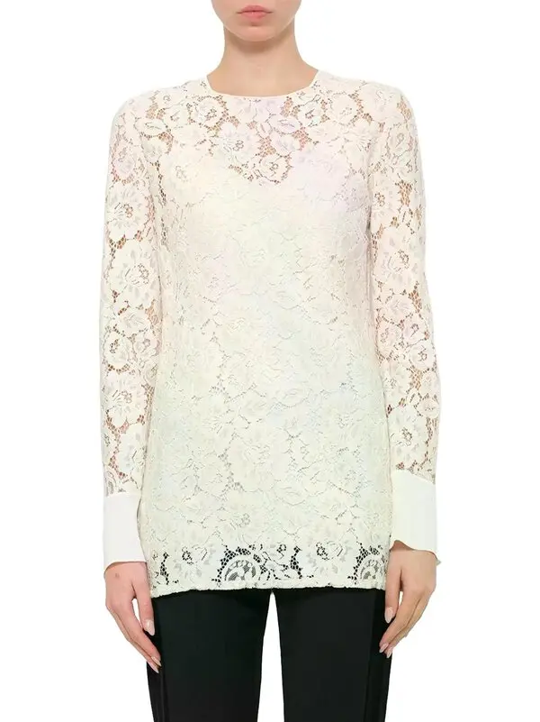 LANVIN Floral-lace Top - Neutrals