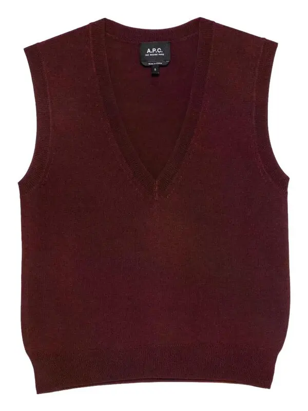A.p.c. V-neck Knitted Top - Red