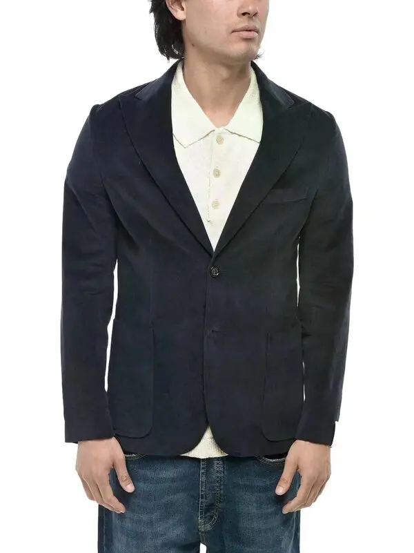 PAOLO PECORA Single-breasted Cotton Blazer - Blue