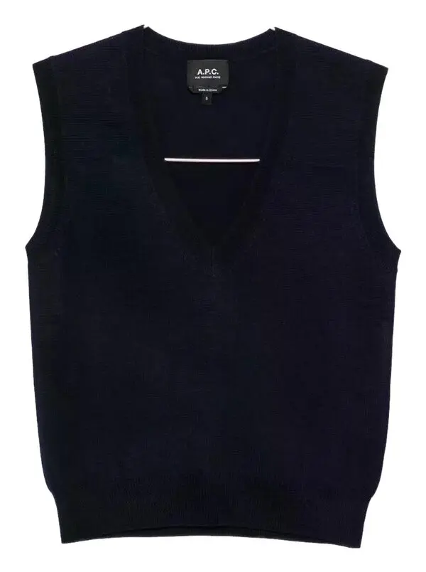 A.p.c. V-neck Knitted Vest - Blue
