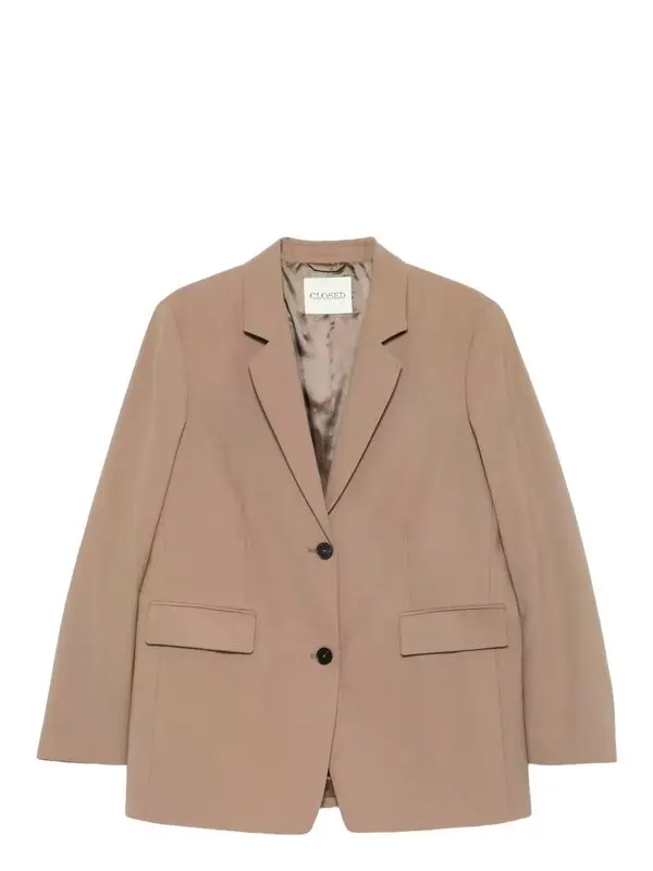 Closed Single-breasted Notched-lapels Blazer - Neutrals