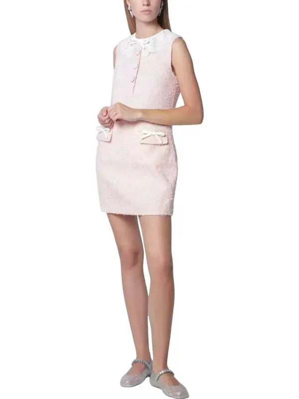 SELF-PORTRAIT Lace-collar Bouclé Mini Dress - Pink