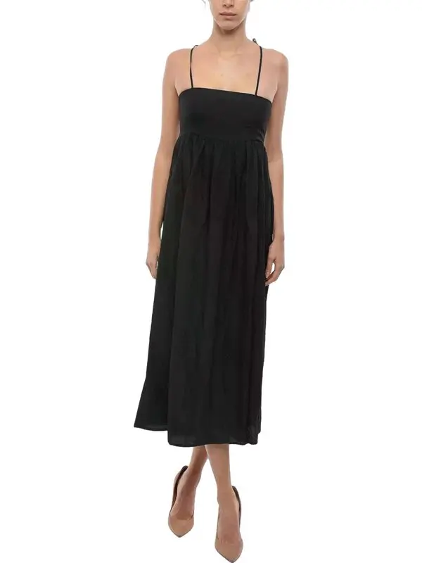 NOTES DU NORD Square-neck Midi Dress - Black
