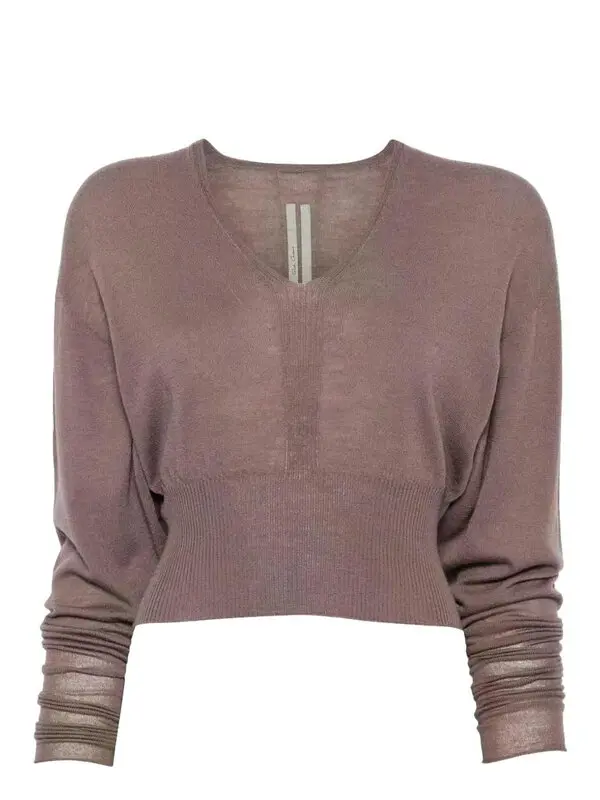 Rick Owens V-neck Cropped Sweater - Brown