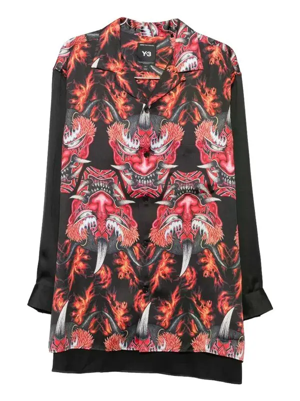 Y3 Graphic-print Button-down Shirt - Black