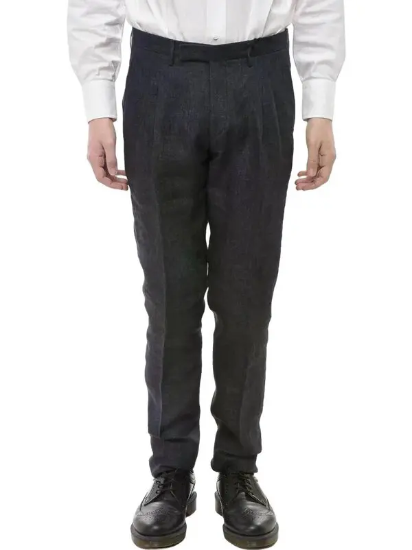 Corneliani Pleated Linen Trousers - Blue