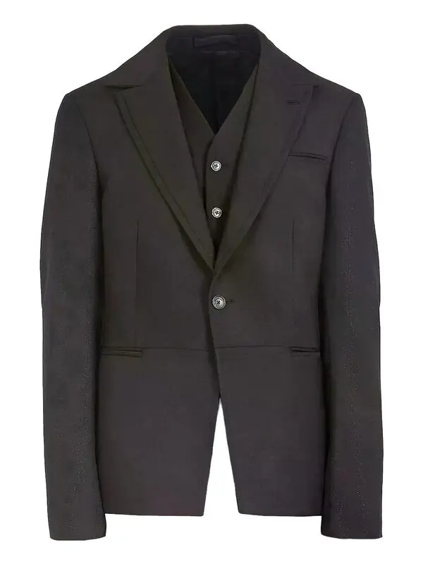 FERRAGAMO Waistcoat-detail Single-breasted Blazer - Black