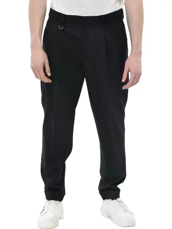 PAOLO PECORA Pleated-design Belt-loop Trousers - Black
