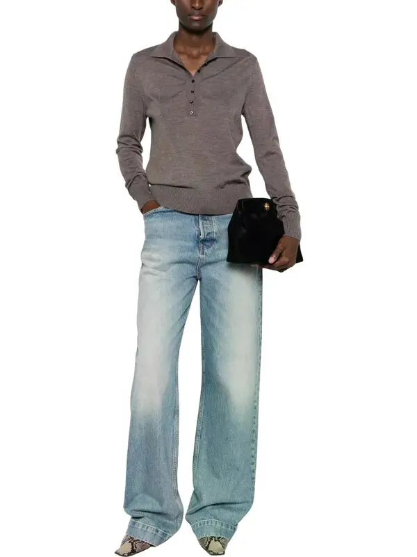 Pinko Vaduz Wool Polo Top - Grey