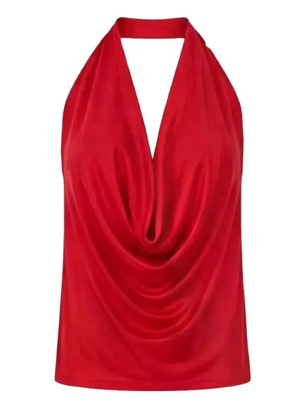 Elisabetta Franchi Halterneck Cowl-neck Top - Red