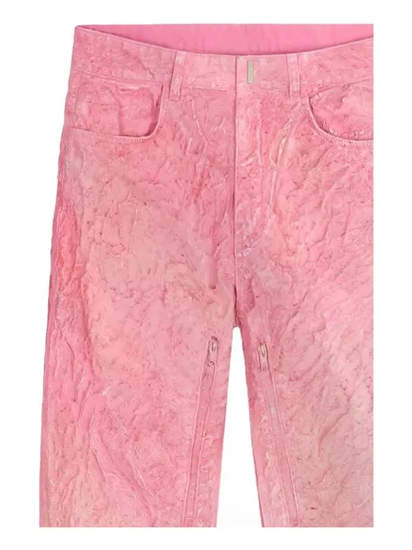 Givenchy Crinkled-finish Straight-leg Jeans - Pink
