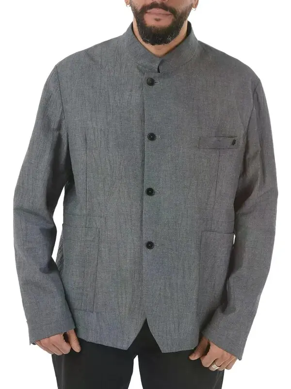 IXOS Negramaro Single-breasted Korean-collar Jacket - Grey