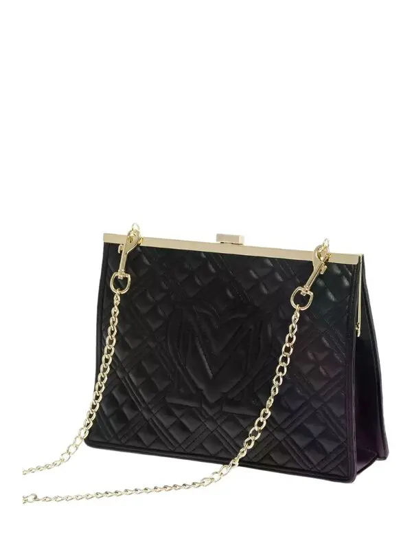 Moschino Quilted Logo-plaque Shoulder Bag - Black